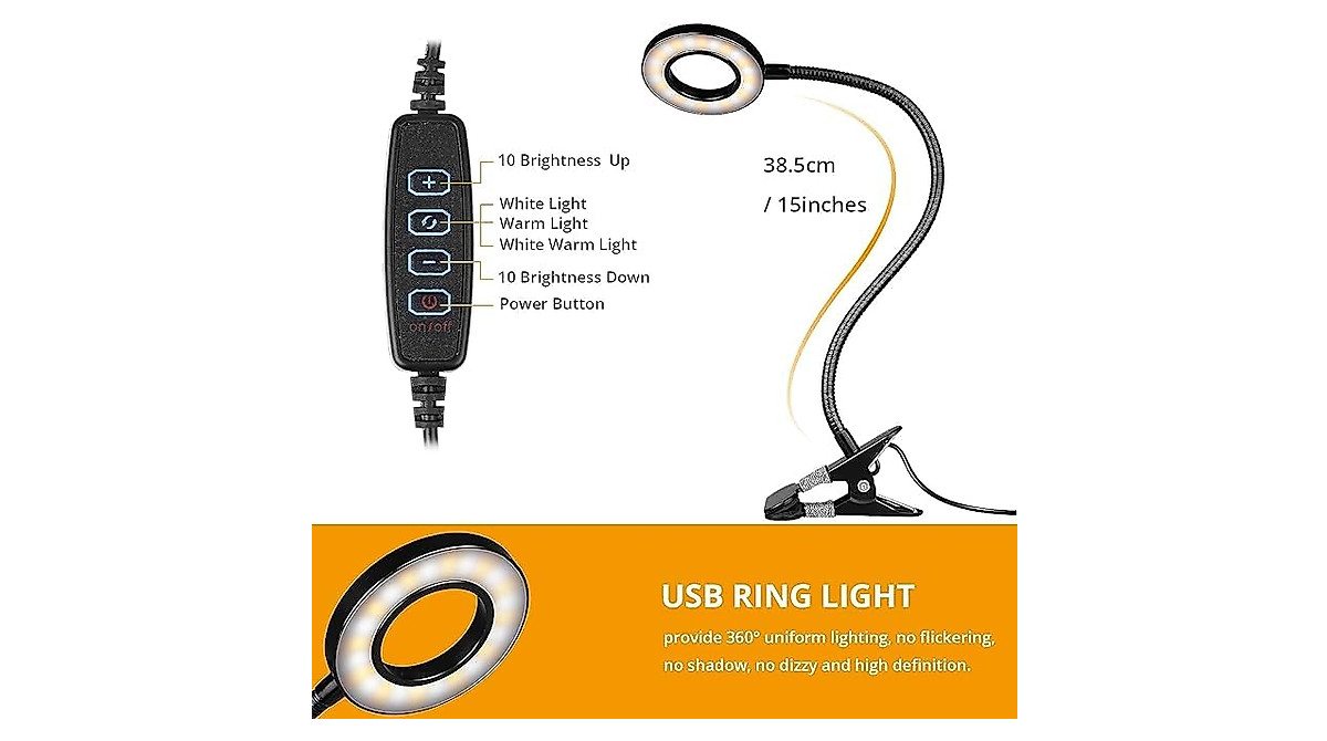 iVict Clip On Desk & Ring Light - 30 Modes, Eye Care