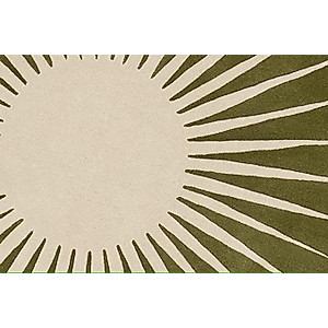 RugRestore Innovations Handmade Round Area Rug 100% New Zealand Wool Modern Circular Rug for Living Room Bedroom Dining Room Kitchen (Moss Green, 4 x 4 Round)