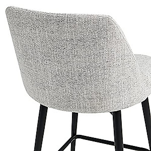 CHITA Counter Height Swivel Barstools, Upholstered Fabric Bar Stools Set of 2, Metal Base, 27.2" Seat Height, White