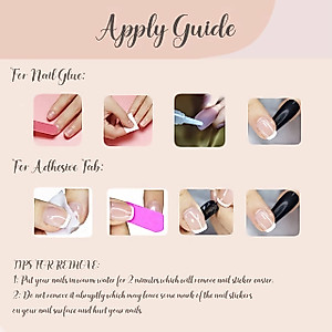 BABALAL Square Press on Nails Long Fake Nails Blue French Tip Glue on Nails Glitter Shiny Heart Design Acrylic Nails 24Pcs Squoval Manicure Artificial False Nails for Women and Girls
