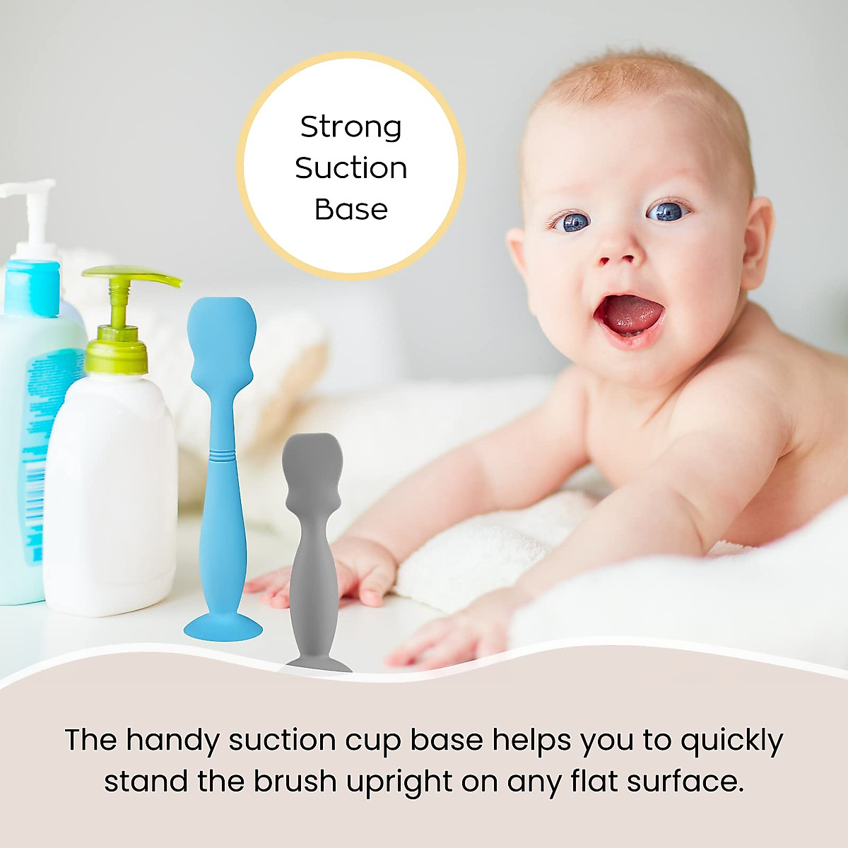 4 Pack Baby Diaper Cream Brush, Diaper Cream Spatula Applicator Silicone Baby Butt Paste Spatula for Babies, Newborn, 2 x Large Size, 2 x Small Size (White, Gray)