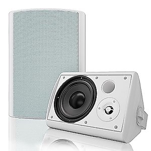 Herdio 6.5 Inches Indoor Outdoor Bluetooth Speakers Waterproof Wireless with Powerful Bass,Wall Mount Speakers Wired Weather Resistant for Patio Home Deck Porch Backyard 400 Watts(White)