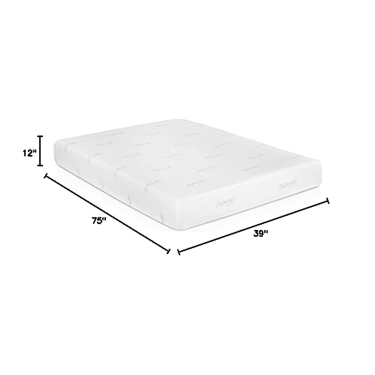 Furinno Angeland Luxury III Gel Infused Memory Foam Mattress/CertiPUR-US Certified/Pressure Relieving/Hypoallergenic, 12-Inch, Twin, White