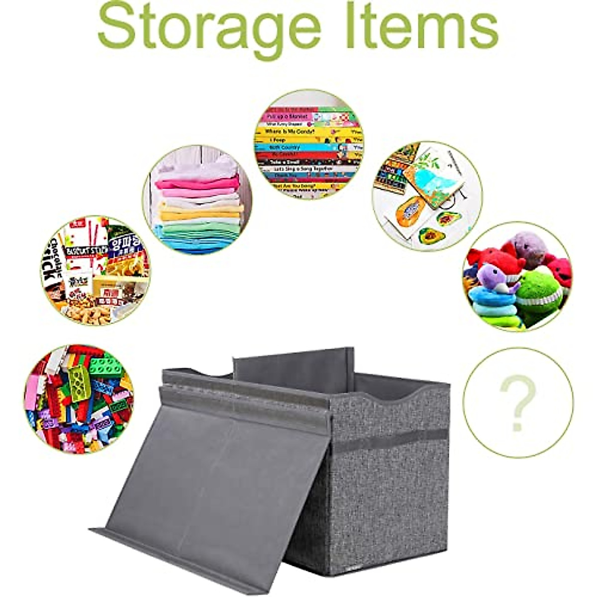 VICTOR'S Foldable Large Toy Chest with Flip-Top Lid, Decorative Holders Storage Boxes Container Bins with Durable Handles for Home Organization(C-TBX-DARK-GREY)