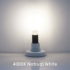 Hizashi 4W LED T6.5 Tubular Filament Bulb E17 Intermediate Base Dimmable 4.7'' Length 40W Equivalent Light Bulb 4000K Cool White 90+ CRI for Exit Sign Light, Refrigerator, Freezer, UL Listed - 4 Pack