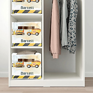 Joyestore Under Construction Truck Car Kid Boy Personalized Storage Bins Baskets Cubes Organizer with Handle for Shelves Closet Nursery Toy 1 Pack