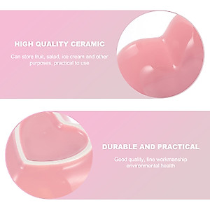 ULTNICE 2 Pcs Ceramic Salad Bowl Heart Shaped Ice Cream Bowl Pudding Bowls Dessert Bowls Sauce Dishes for Kitchen