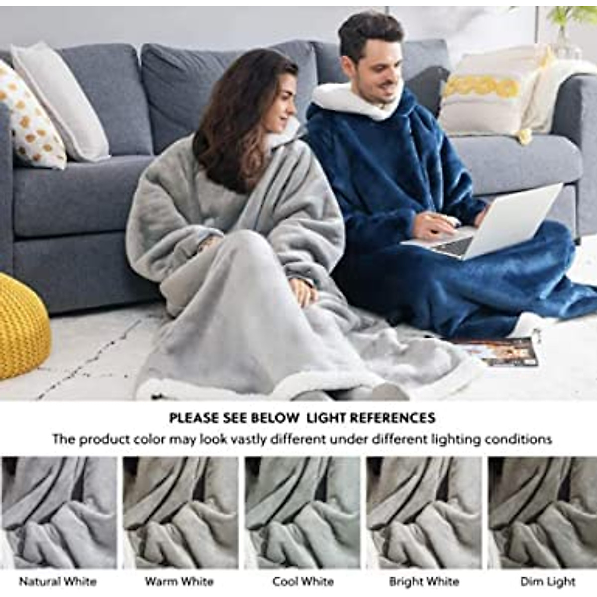 ALIBRAHIM Wearable Blanket Hoodie for Couples, Long-Length Oversize Blanket Sweatshirt for Women and Men Adults, Wearable Hooded Blanket Sweatshirt With Pocket,One Size Fits All (Green)