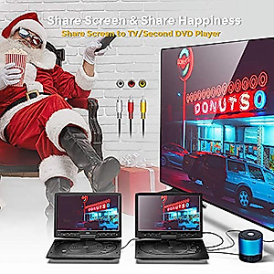 MYDASH 12.5" Portable DVD Player, Car DVD Player for Kids with 10.5" HD Swivel Screen, 5 Hrs Rechargeable Battery, Support CD/DVD/SD Card/USB, Car Headrest Mount Case, Car Charger, Region Free, Black