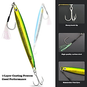 FREGITO Fishing Jigs Vertical Saltwater Jigs Vertical Jigging Spoon Fishing Tuna Lures Boat Fishing Artificial Lures for Tuna, Grouper, Dogtooth, Snapper, Bass, Salmon/60g, 80g,120g (5pcs-60g)