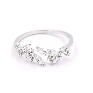 MIFYNN Double Leaf Wrap Rings for Women Dainty Zircon Rings Adjustable Hypoallergenic (leaf)