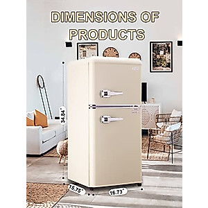 KRIB BLING 3.5 Cu.ft Compact Refrigerator, Mini Fridge with Freezer, Retro Design Small Drink Chiller with 2 Door Adjustable Mechanical Thermostat for Home, Office, Dorm or RV, White