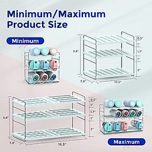 Water Bottle Organizer for Cabinet, 3-Shelf Expandable & Height Adjustable Storage Rack for Kitchen Cabinets Pantry, Tumbler Organizer for Cups with Straws, Holds 15 Bottles (Powder Blue)