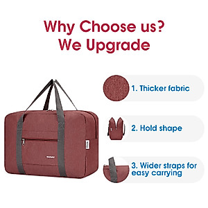 For Spirit Airlines Personal Item Bag 18x14x8 Foldable Travel Duffel Bag Tote Carry on Luggage Duffle Weekender Overnight for Women and Men (1112 Thick Series Jujube Red)
