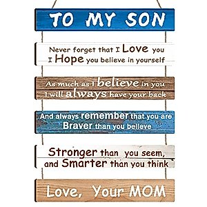 to My Son Daughter Gift from Mom Boys Girls Room Decor Baby Boys Girls Bedroom Decor for Living Baby Room Decor Boys Girls Wooden Bathroom Wall Decor Christmas Wall Art Gifts (to My Son)