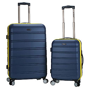 Rockland Unisex Adults Melbourne Hardside Expandable Spinner Wheel Luggage, Navy, 2-Piece Set (20/28)