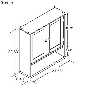 Otryad Wall-Mounted Bathroom Cabinet, Bathroom Medicine Cabinet with Mirror Doors and and Shelves Over Toilet Storage Organizer, Small Bathroom Storage Cabinet Wooden Hanging Cabinet, White