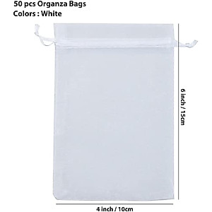 50 Pack Organza Bags, 4 x 6 inch Small Bags, Favor Bags, Sheer Mesh Bags, Premium Black Gift Bags with Drawstring, Packaging for Small Business, Jewelry Bags Packaging Bags for Wedding Party Christmas