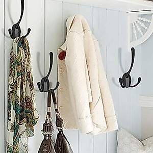 YOUYIDUN 6 Pcs Three Prongs Coat Hooks, Heavy Duty Wall Mounted Clothes Hooks, Black Retro Metal Towel Robe Hooks with Screws for Hanging Coat, Scarf, Bag, Towel, Key, Cap, Hats, Robes Hooks
