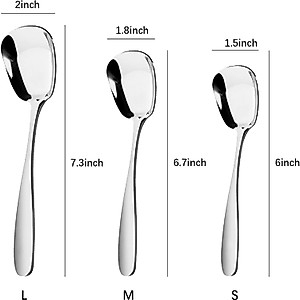 Arithmetic Square Head Stainless Steel Spoons, Square Head Stainless Steel Spoons, Thicked Stainless Steel Square Serving Spoons, 6.7" Stainless Steel Soup Spoons Rice Spoons Dessert Spoons (5, 7.3")