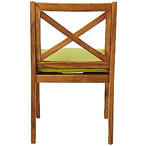 Christopher Knight Home Peter | Outdoor Acacia Wood Dining Chair Set of 2, Teak/Green Cushion