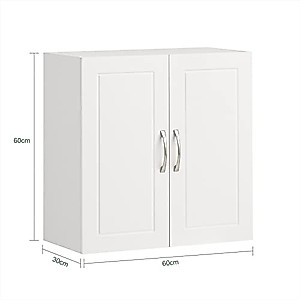Haotian FRG231-W, White Kitchen Bathroom Wall Cabinet, Garage or Laundry Room Wall Storage Cabinet, White Stipple, Linen Tower Bath Cabinet, Cabinet with Shelf