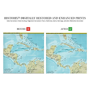 HISTORIX 2021 Central America Map - 24x36 Inch Central America and Caribbean Map - Wall Map of Central America and the Caribbean Poster Print