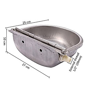 LinaLife Stainless Steel Automatic Waterer Bowl Horse Cattle Goat Sheep Pig Dog Float Valve Water Trough Farm Supplies Livestocktool with Float Valve Water Trough for Livestock Dog Goat Pig Waterer