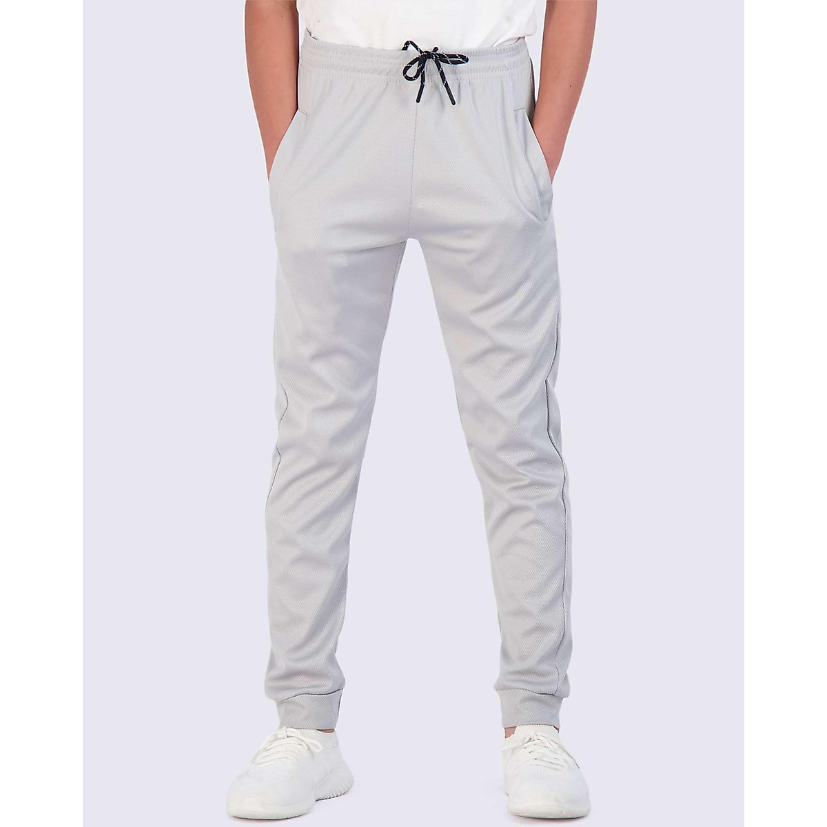 Real Essentials 3 Pack Boys Youth Active Teen Mesh Sweatpants Joggers Running Basketball School Track Pants Athletic Workout Gym Training Jogger Fit Kid Casual Pockets - Set 4,S(8)