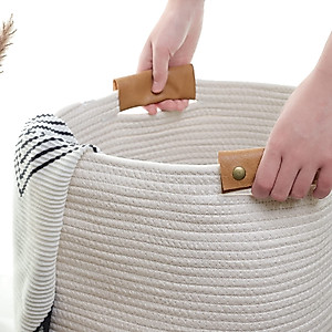 Cotton Rope Baskets for Storage, Large Woven Laundry Basket for Living Room, Decorative Nursery Hamper for Organizing Baby Toys,Clothes,Blanket,etc.