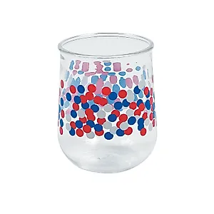 Fun Express Patriotic Red White and Blue Confetti Plastic Tumbler (set of 6)