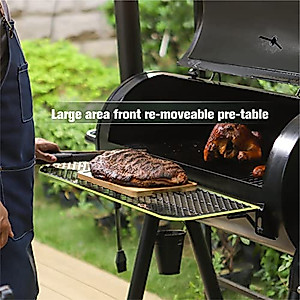 MFSTUDIO Heavy Duty X-Large Charcoal Grill Offset Smoker, 942 sq.in. Cooking Area, For Outdoor Camping Family & Friends Gathering, Black