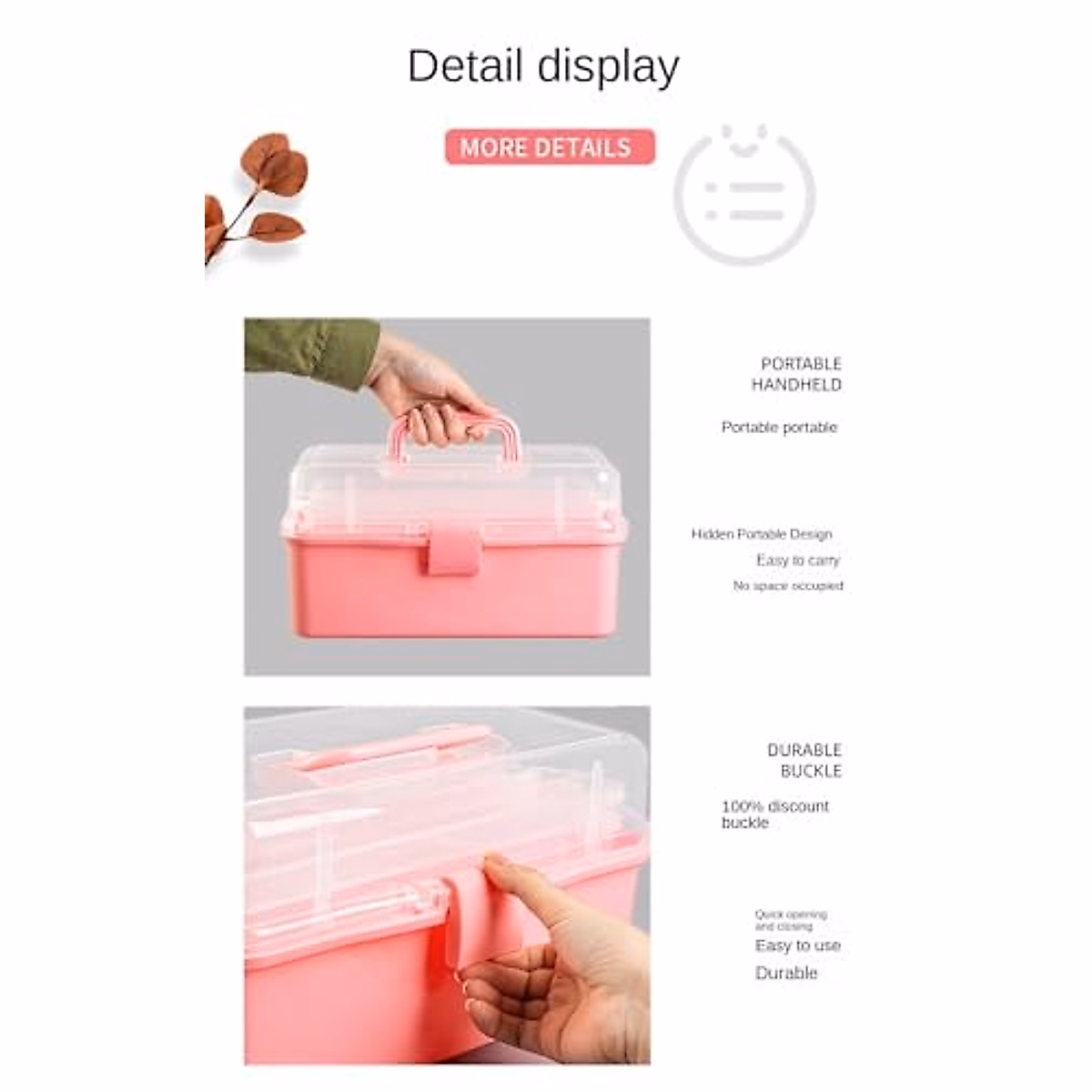 EDNEY 3-Layers Plastic Portable Storage Box,Household Plastic Craft Supply Box with Handle,Perfect for Home Office (Matcha Green Three Layer Transfer Box)