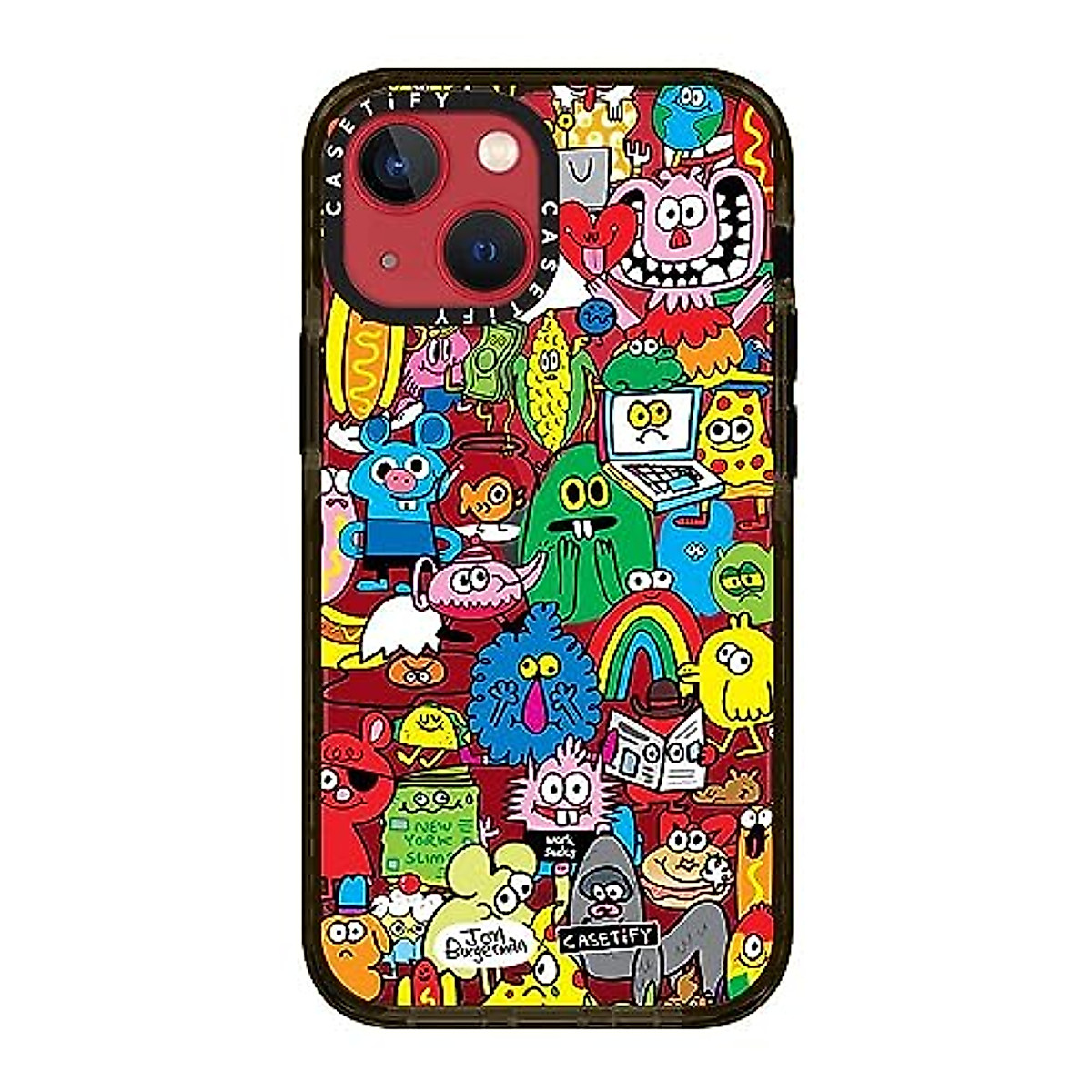 CASETiFY Impact iPhone 13 Mini Case [6.6ft Drop Protection] - Fun Friends by Jon Burgerman - Clear Black