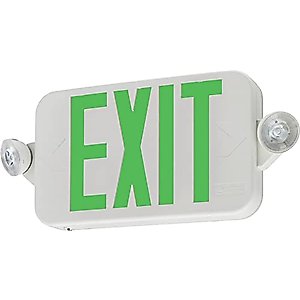 Lithonia Lighting ECRG HO RD M6 LED Emergency Light/Exit Combo, Red/Green Switchable, High Output Battery, with 2 Round LED Lights, White
