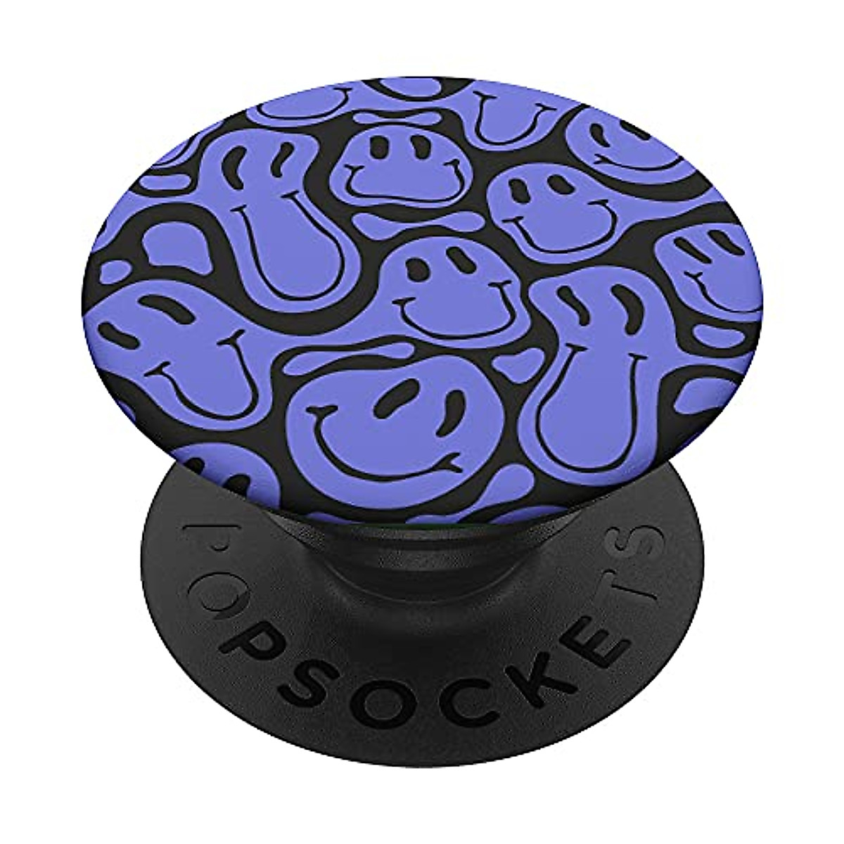 90s aesthetic pattern melting blue liquid swirl smile face PopSockets Swappable PopGrip