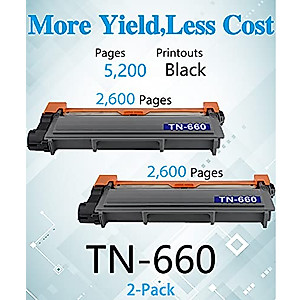 Much&More Compatible Toner Cartridge Replacement for Brother TN660 TN-660 Used for Brother HL-L2300D L2365DW L2340DW L2320D L2360DW DCP-L2520DW L2540DW MFC-L2740DW Printer (Black, 2-Pack)