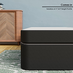 Mattress Solution, 4-Inch Sturdy Box Spring for Mattress Support-Durable and Fully Assembled, Natural Wood Foundation for Full, Black