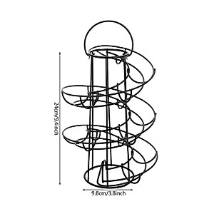 Metal Egg Storage Rack, Metal Egg Skelter, Egg Skelter Countertop Storage Rack, Spiral Design Egg Dispenser Rack Holder with Storage Basket, Metal Storage Holder Display for Countertop & Kitchen
