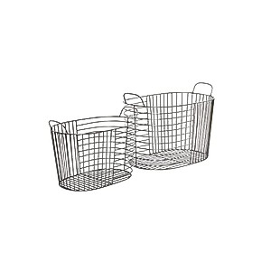 CosmoLiving by Cosmopolitan Metal Round Storage Basket with Handles, Set of 2 21", 17"W, Dark Gray
