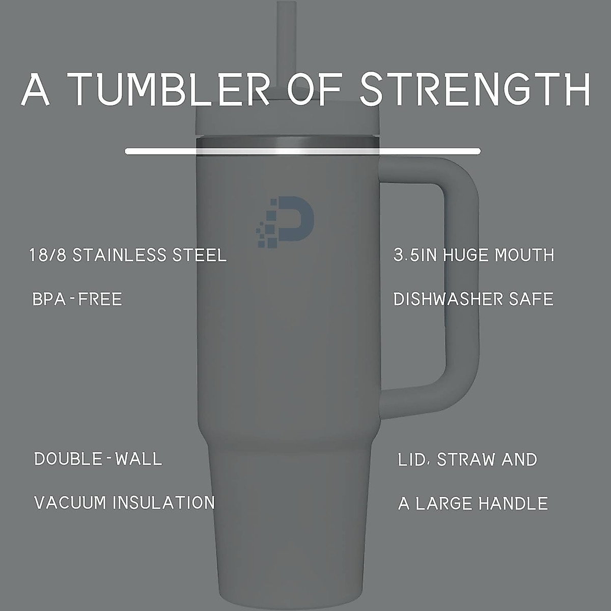 Acuewuja 30oz/890ml Tumbler With Handle, Lid, Straw And Silicone Boot Reusable Double Wall Vacuum 18/8 Stainless Steel Coffee Travel Mug Portable Insulated Beer Cup (Fog)