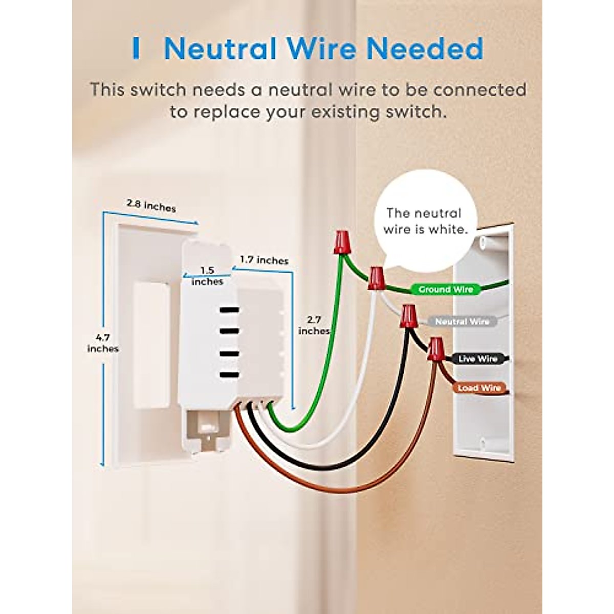 Meross Smart Dimmer Switch Single Pole Supports Apple HomeKit, Alexa Google Assistant & SmartThings, 2.4GHz WiFi Light Switch for Dimmable LED, Neutral Wire Required, Remote Control Schedule, 2 Pack
