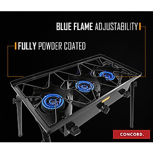 Concord Triple Burner Outdoor Propane Stove Cooker w/Regulator, 3 Burner Stove Brewing Supply