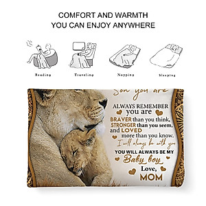 GIvetoyou Son Gifts from Mom Blanket Gifts for Son from Mom Son Blanket from Mom to My Son Blanket from Mom Birthday Valentines Day Graduation for Son Him Boy Throw Bed Blanket 60" X 50"