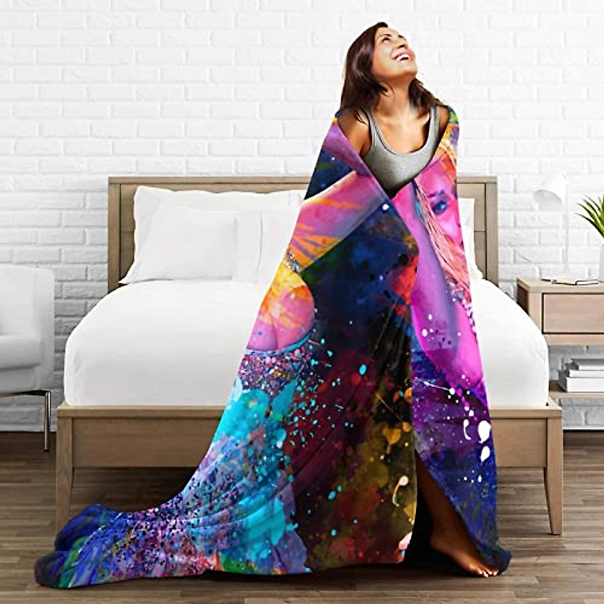 Wjikan Nicki Rapper Minaj Super Soft Micro Fleece Blanket Home Decoration Warm Flannel Blanket 80x60 Black