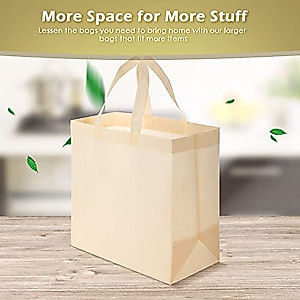 100 Pieces Reusable Totes Bag Set Non Woven Grocery Bag with Handles Fabric Portable Tote Bag Bulk(Beige)