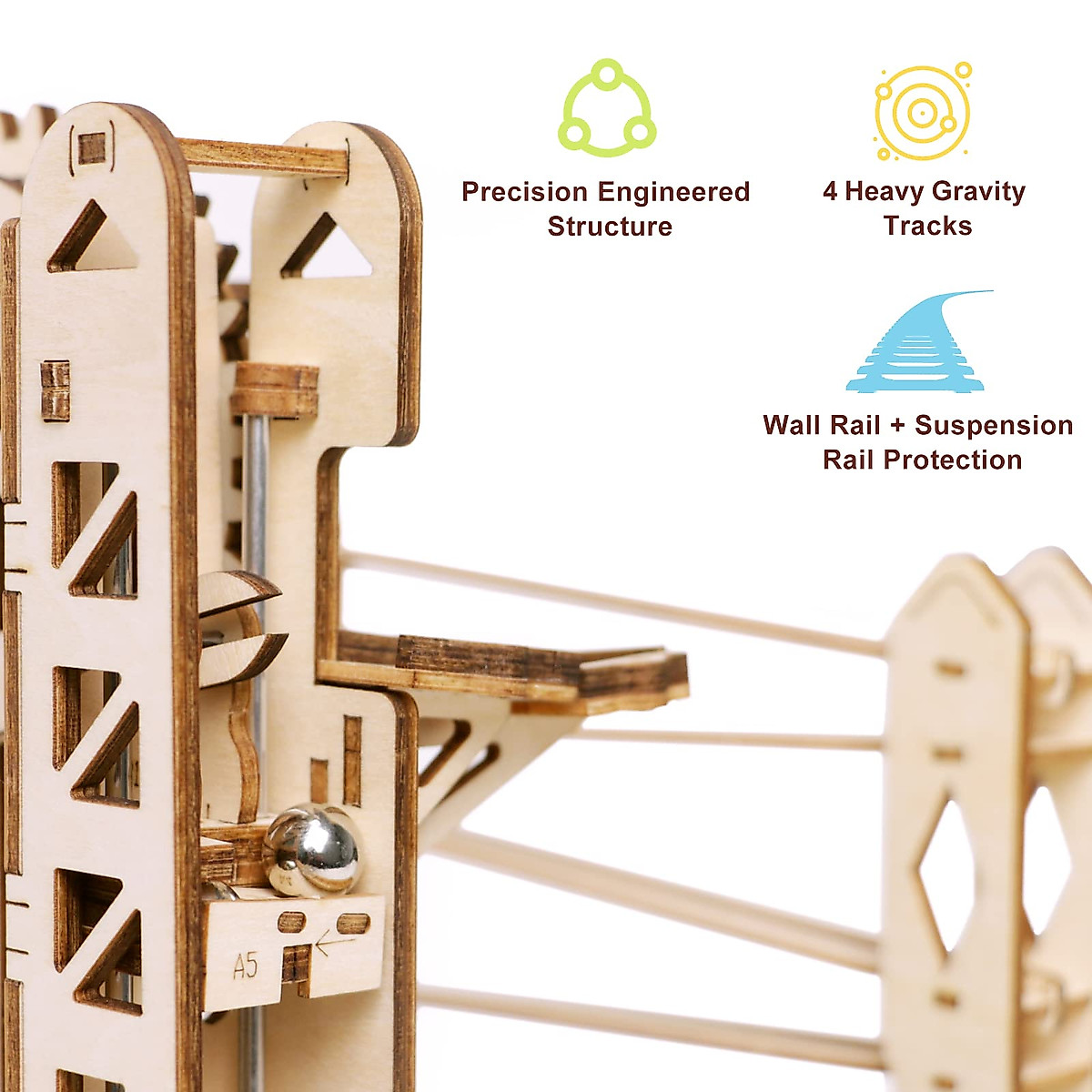 ROKR Marble Run 3D Wooden Puzzles Model Building Kits for Adults - Educational Project Brain Teaser, DIY Crafts for Adults & Kids (Ladder)