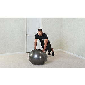 Black Mountain Products Profesional Grade Exercise Stability Yoga Ball, Foot Pump, Ball Plug, Plug Puller, 2000 Lbs Static Weight Capacity Antiburst 85cm Black