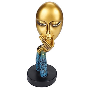 01 Abstract Face Sculpture, Creative and Abstract Face Statue Resin Figure Sculpture Nordic Character Art Decor Home Office Studio Cafe Desktop Decoration