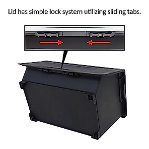 ASTAGE flip top storage bin lockable box plastic storage box with retractable lid modular stackable box storage organization - Large 2 Pack Black